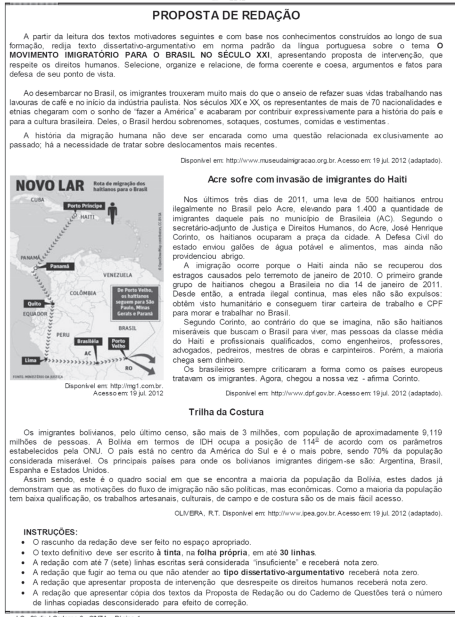 Movimento imigratório para o Brasil no século XXI, Redações Enem Nota ... Movimento imigratório para o Brasil no século XXI, Redações Enem Nota ...